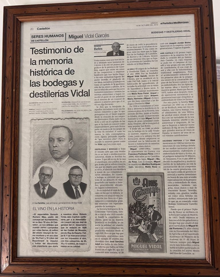 A historical tour of “Bodegas y Destilerías Vidal” - Bulk Wine and Spirits